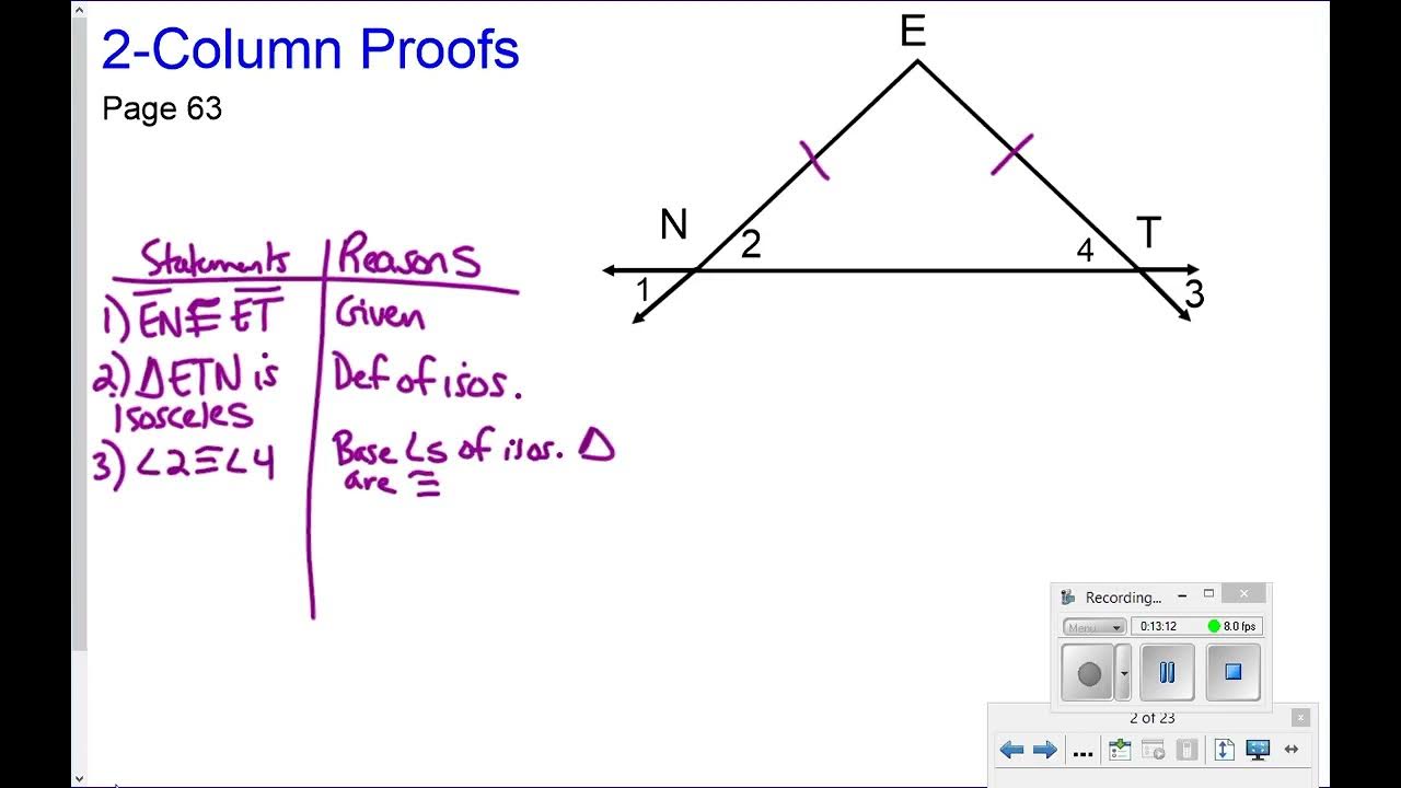 2 column proofs lesson - YouTube