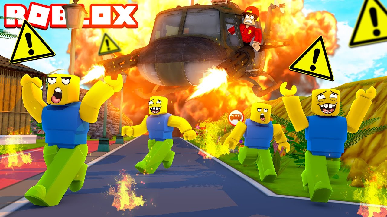 ROBLOX NOOBS TRY TO SURVIVE HELICOPTERS & NUKES!! - YouTube