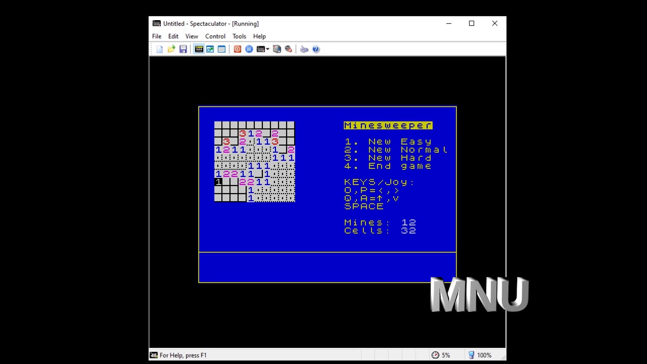 Minesweeper ZX Spectrum. Player: MNU - YouTube