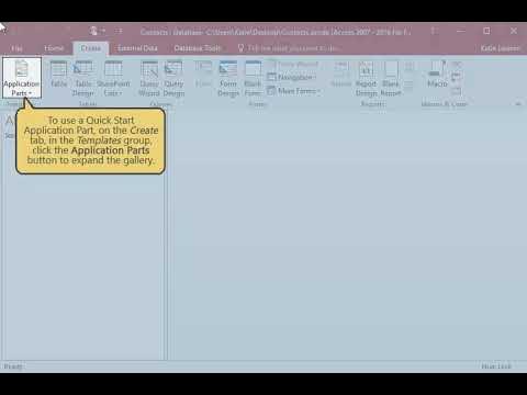 Access Chapter 1 Getting Started With Access: Using Quick Start Application Parts - YouTube