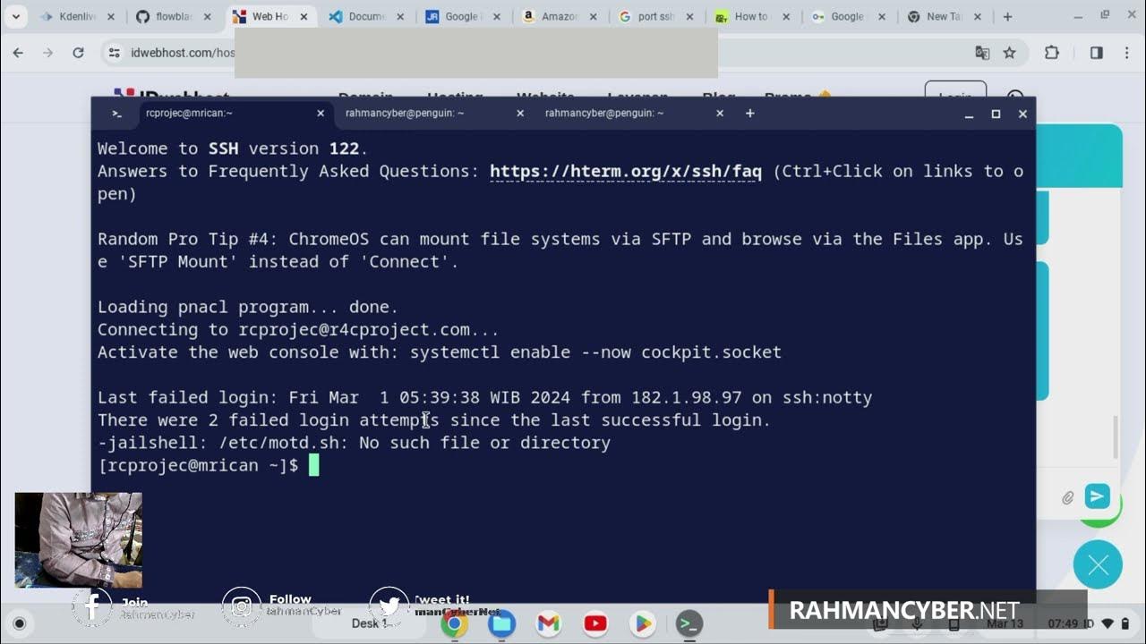 Setting Koneksi SSH langsung Akses Folder "Website" di Hosting Menggunakan Samsung Chromebook 4 ...