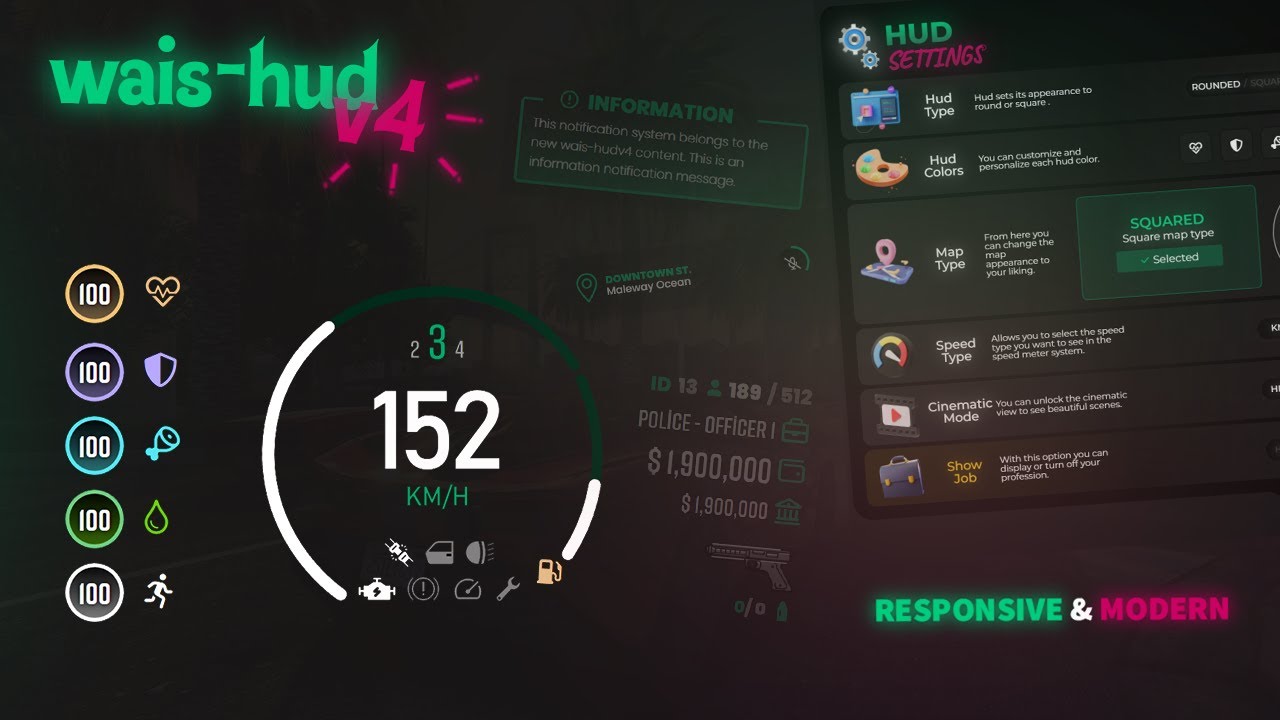 Wais-hudv4 | Advanced modern hud | Change Options | Save Options - YouTube