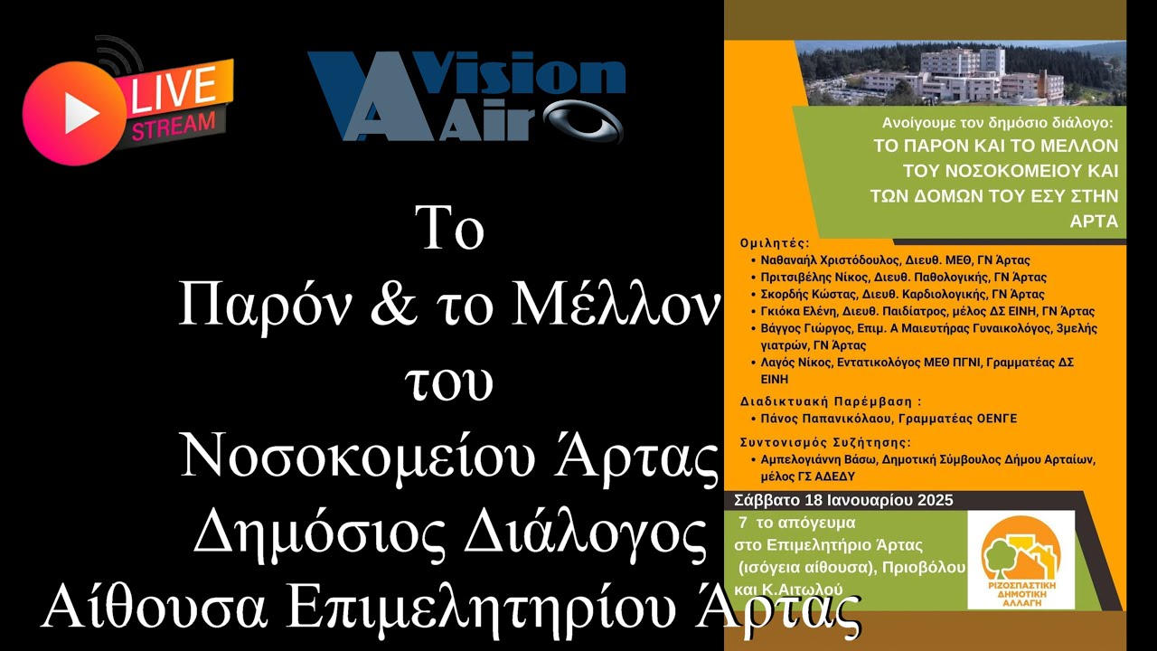 Το μέλλον του νοσοκομείου της Άρτας ζωντανά απο το επιμελητήριο. - YouTube