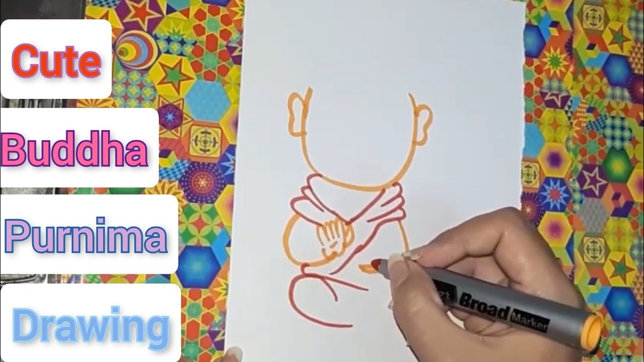 Buddha purnima easy drawing| Buddha purnima cute drawing| Easy buddha ...