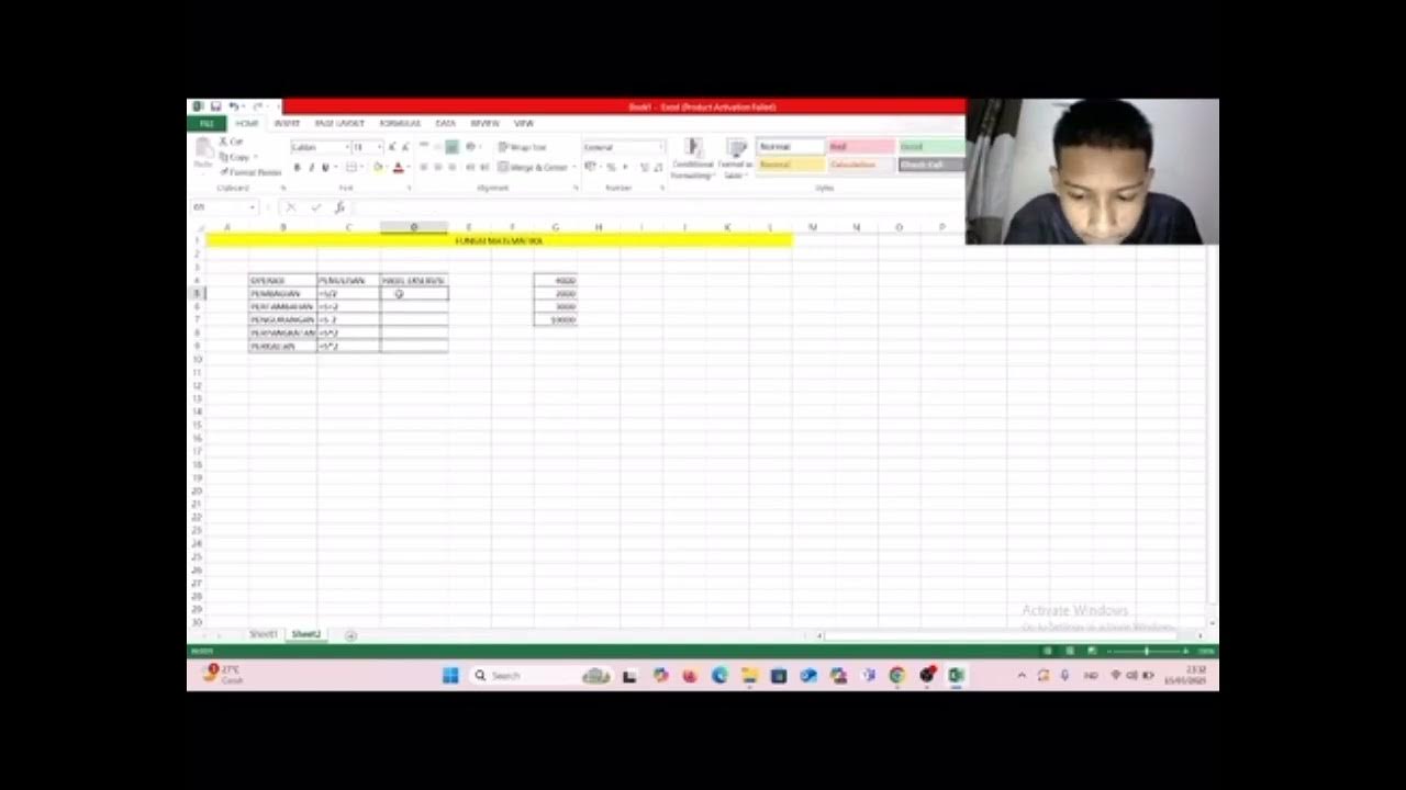 membuat fungsi matematika di Excel (INFORMATIKA) - YouTube