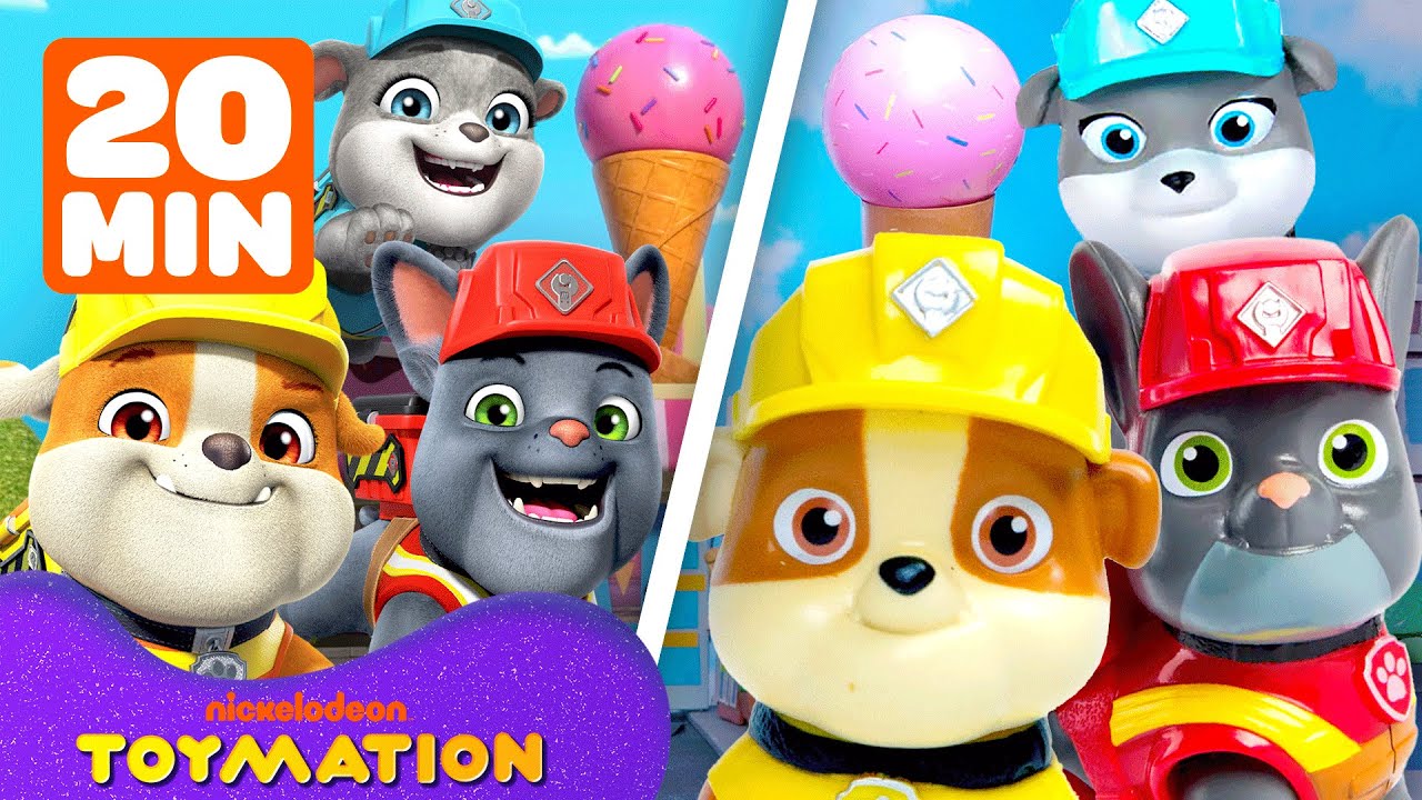 Rubble & Crew Toys Build an Ice Cream Shop, Car Wash & More Builds! 🚜 ...