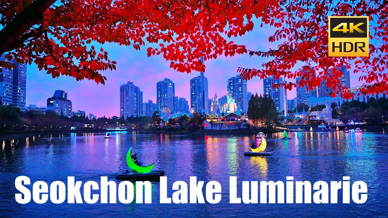 Seoul night walk at Jamsil Seokchon Lake Luminarie Festival | Lotte ...