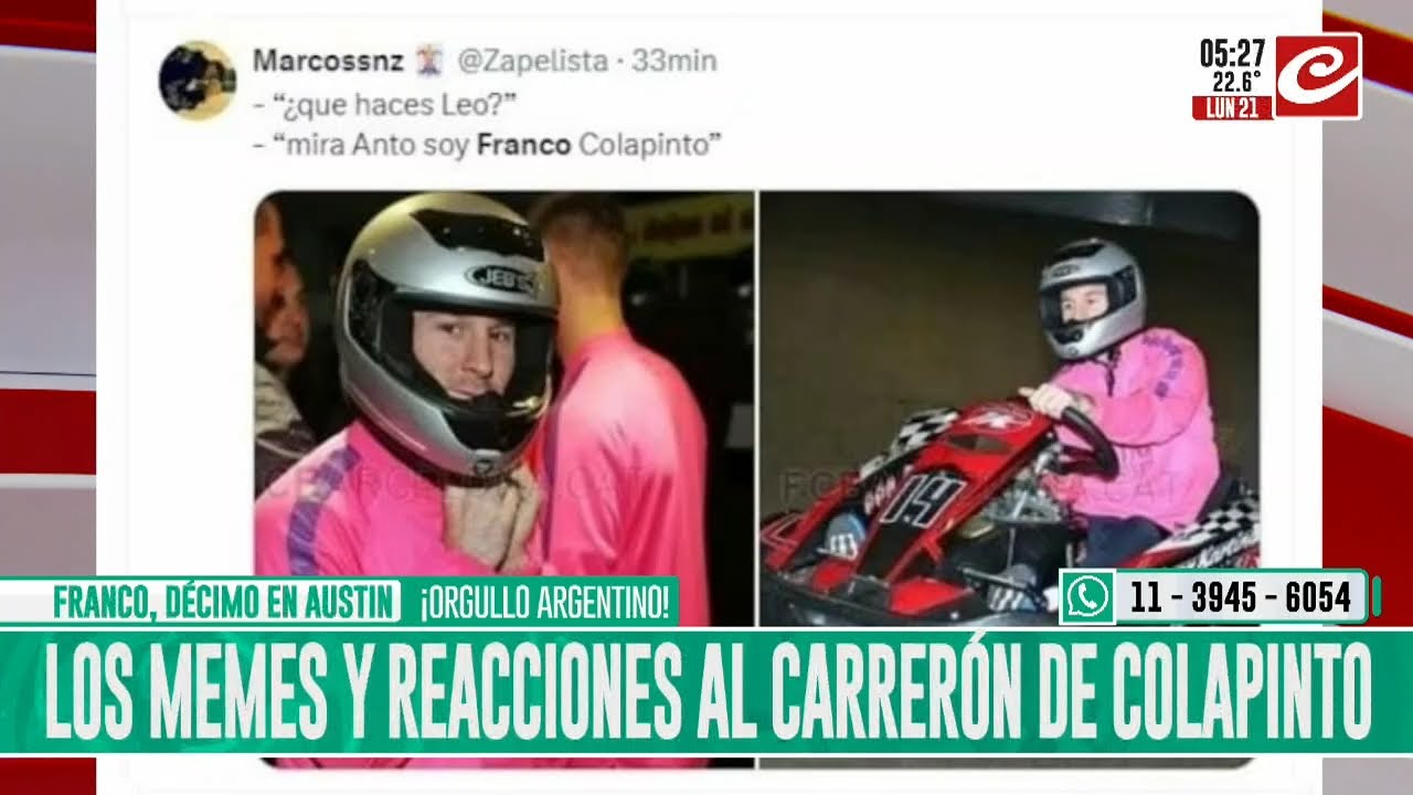 "Mirá Anto, soy Franco Colapinto", los mejores memes dedicados a la ...