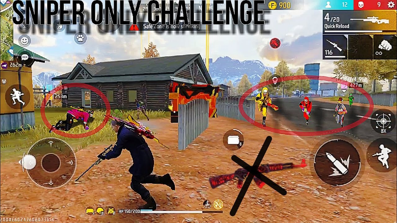 "Can I Win With Only Sniper? Free Fire SNIPER CHALLENGE😱!" (Free fire ...