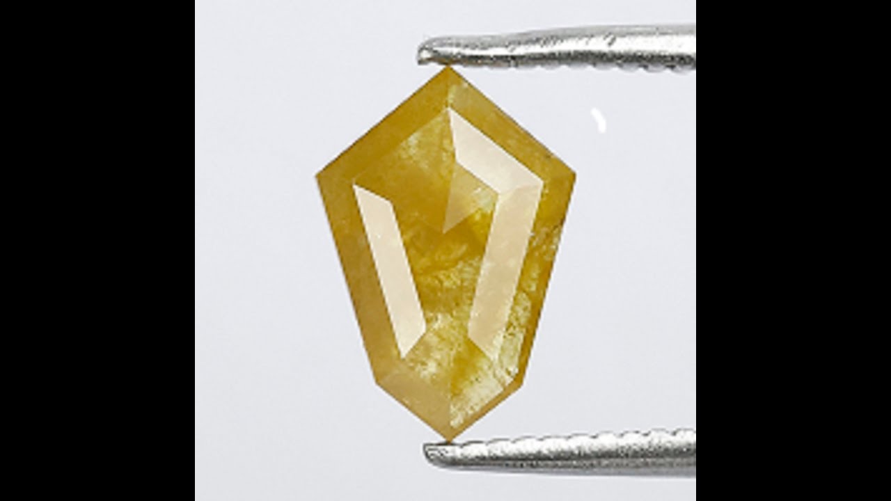 0.90 CT Unique Shield Shape Diamond Fancy Translucent Yellow Color ...