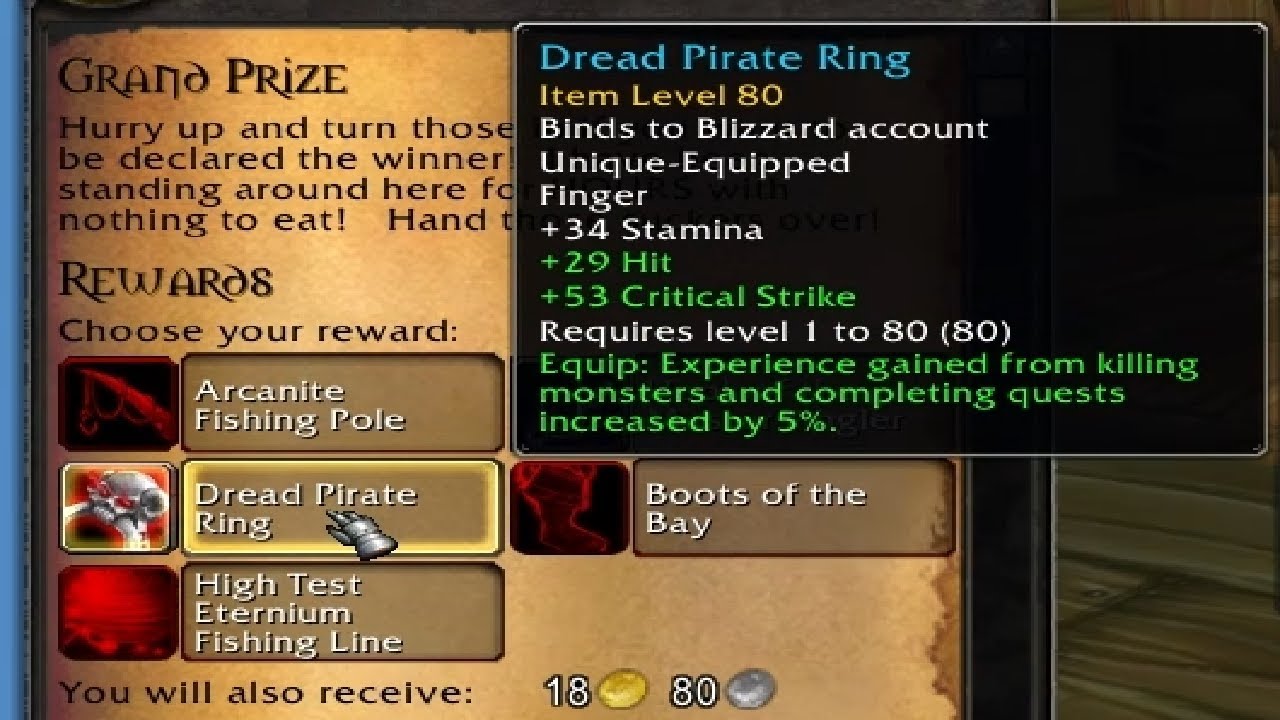 How to get Dread Pirate Ring heirloom for extra 5% experience gain in ...