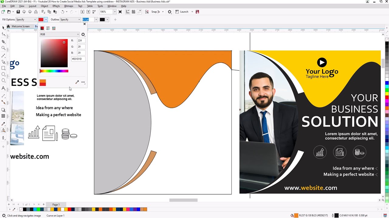 How To Make social media post Ad Design in Coreldraw | web banner ...