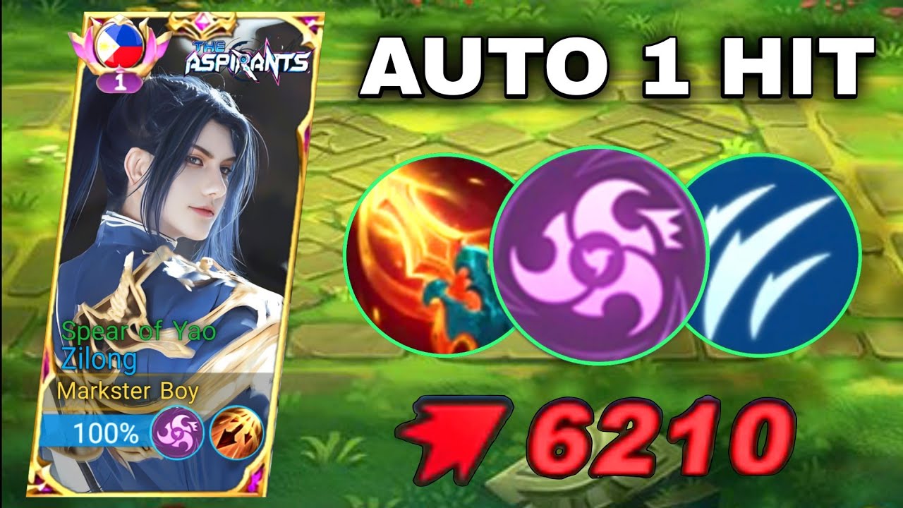 ZILONG UNLOCK A POWERFUL AUTO 1 HIT EMBLEM!!😱 ( MAX DAMAGE) ZILONG BEST ...