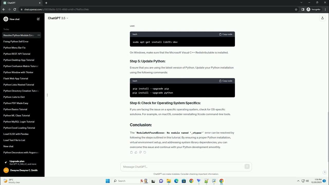 Python Modulenotfounderror No Module Named Ctypes Youtube