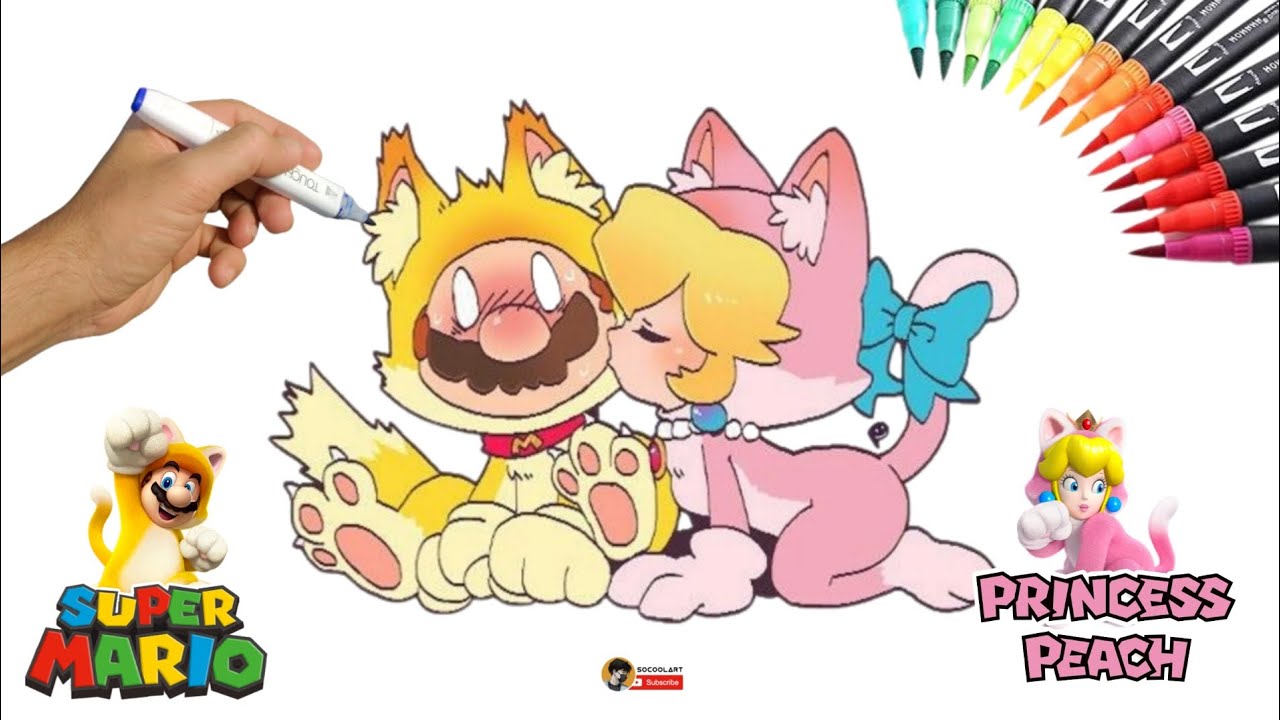I drew the CAT MARIO and CAT PRINCESS PEACH in so COOL and CUTE style😍🙀 ...