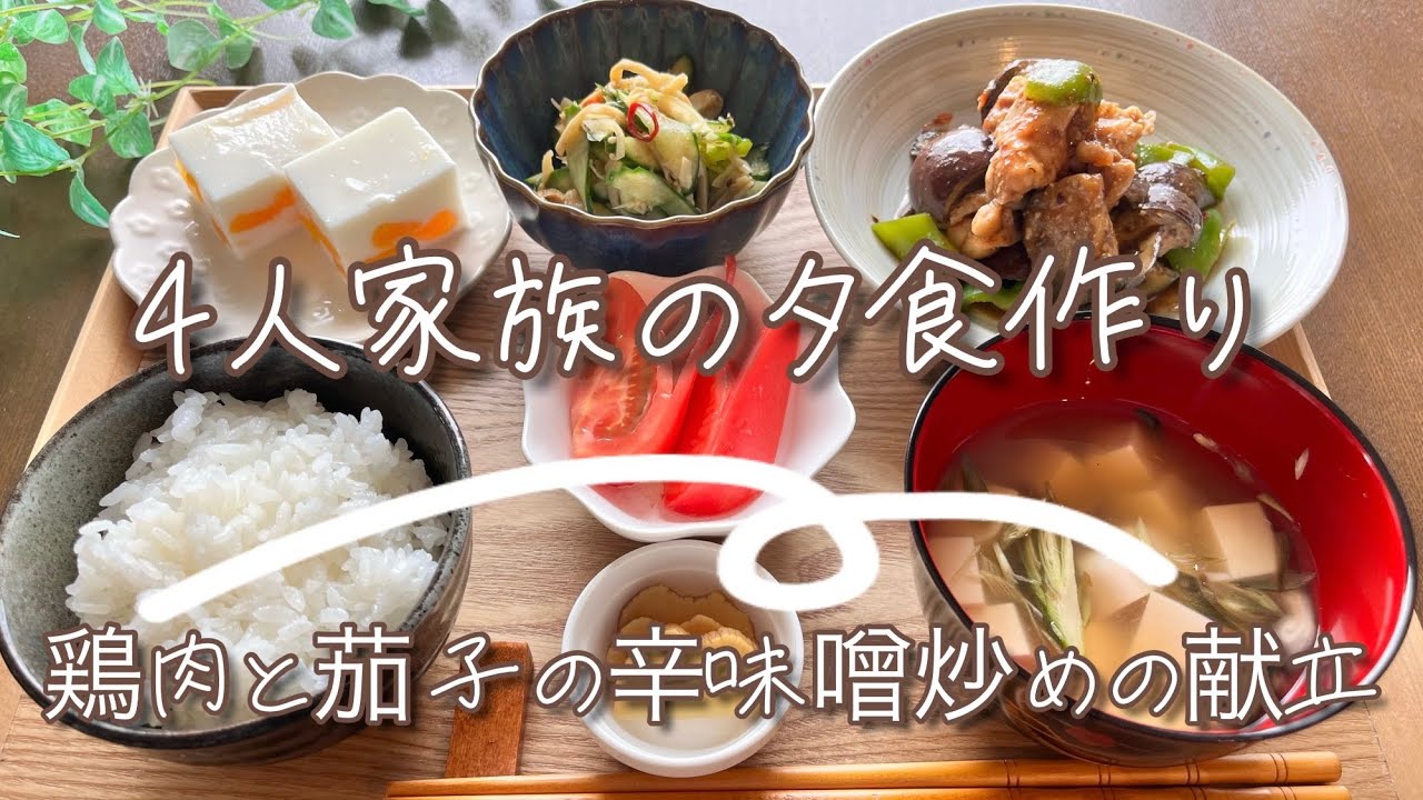 4人家族の夕食作り《茄子と鶏肉の辛味噌炒め》 Youtube