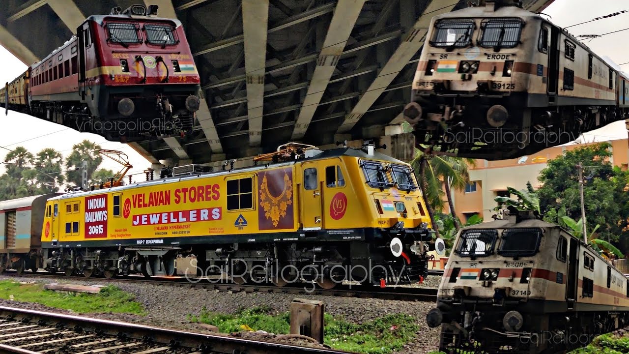 High Speed Evening Trains!Velavan Stores WAP7|Cholan SF Express ...