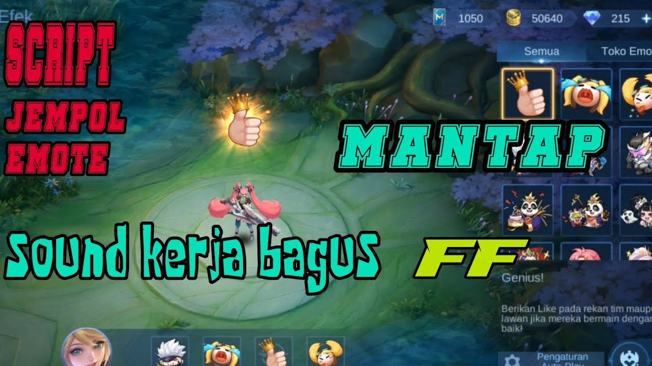 script sound emote jempol mlbb.......................kerjabagus/mantap ...