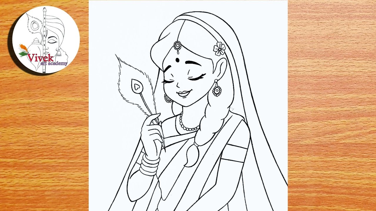 Beautiful Radha Drawing | Easy Drawing | How to Draw Radha Rani | Radha ...