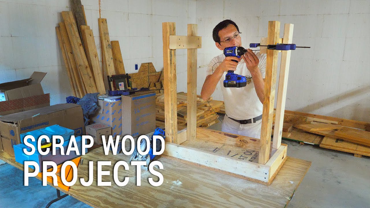 Scrap Wood Folding Desk and Small Table - YouTube