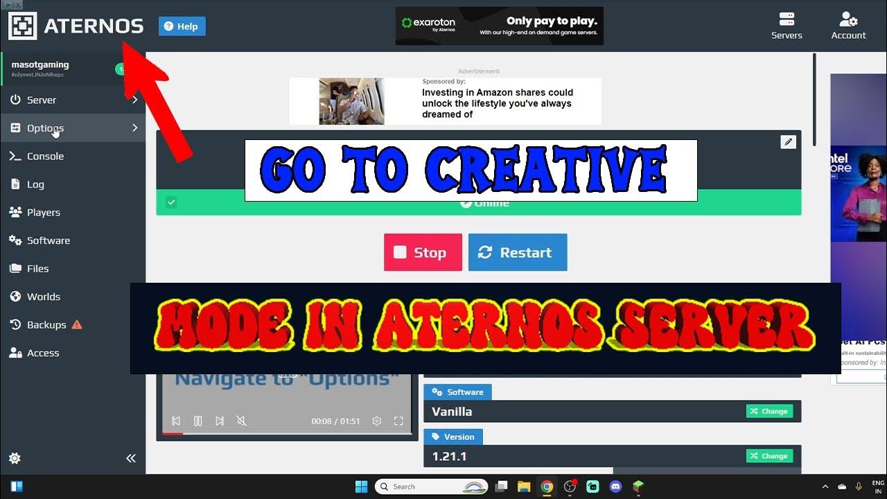 How to Change to CREATIVE MODE in ATERNOS Server!!!!! - YouTube