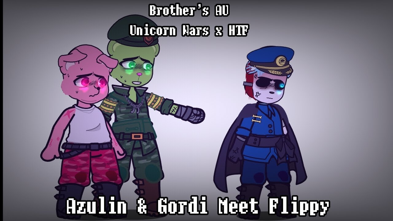 Azulin & Gordi Meet Flippy | Brother's AU | Unicorn Wars × HTF | Gacha ...