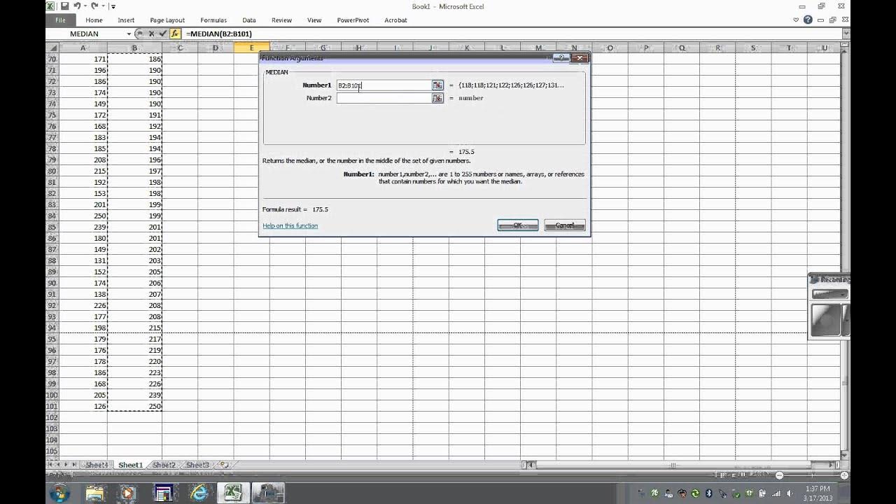 Using Excel Functions to Find the Mean, Standard Deviation, Median, IQR, and Mode of a Data Set ...