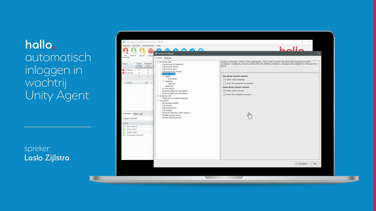 hallo, automatisch inloggen in wachtrij Unity Agent - YouTube