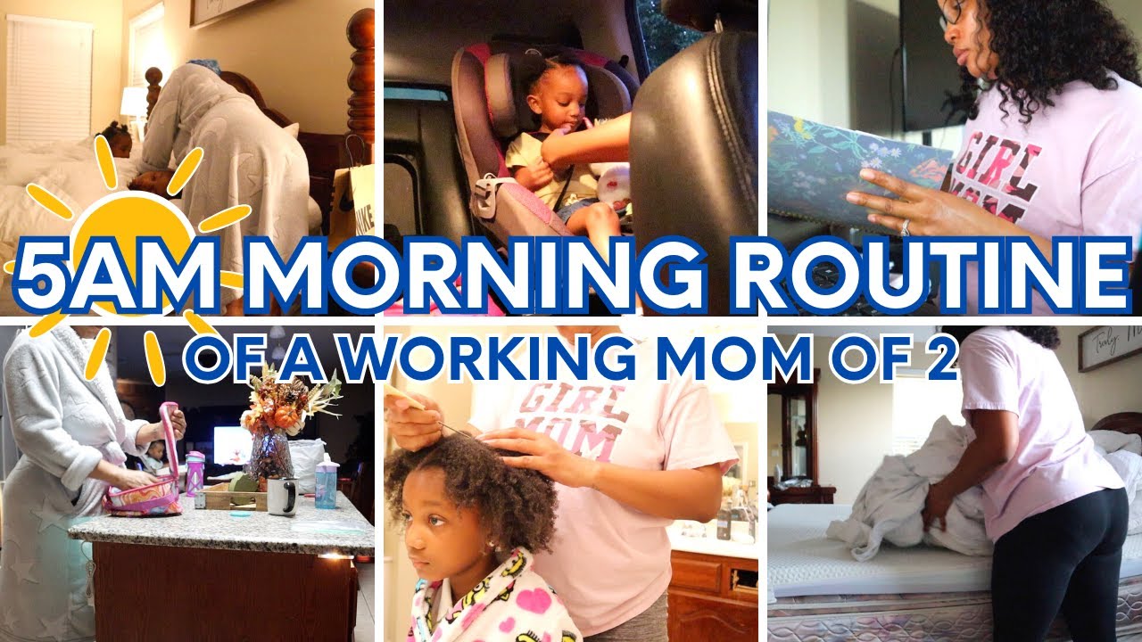 *NEW* 5AM MORNING ROUTINE OF A WORKING MOM OF 2 | WFH MOM | REALISTIC ...