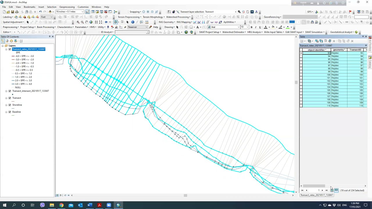 DSAS Analysis using DSASAddin_v5 with Supported files - YouTube