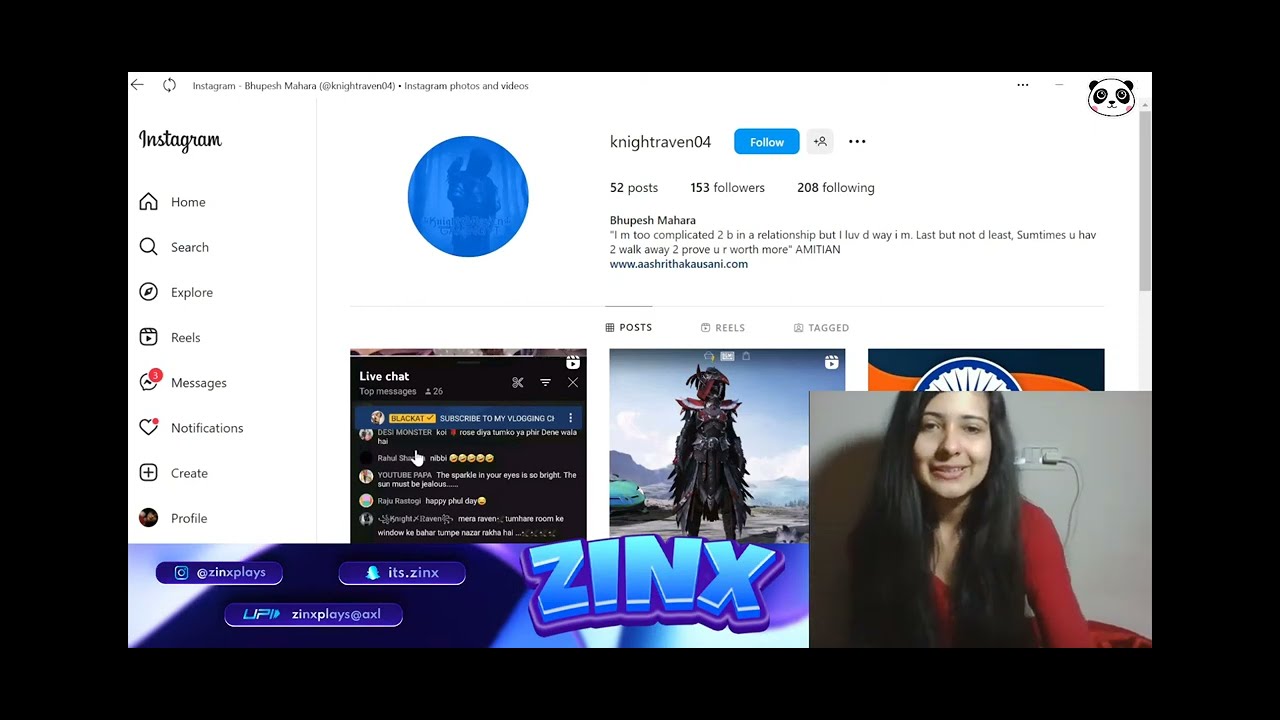 ZINX IMPRESSED WITH KNIGHT RAVEN INSTAGRAM ID | YOUTUBER GIRL ZINX ...