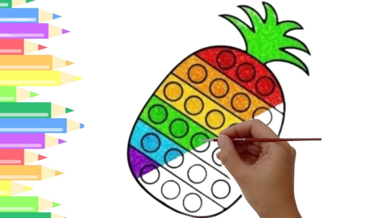 Pop It Pineapple Drawing 🍍 || Learn How to Draw Pineapple Pop It for ...