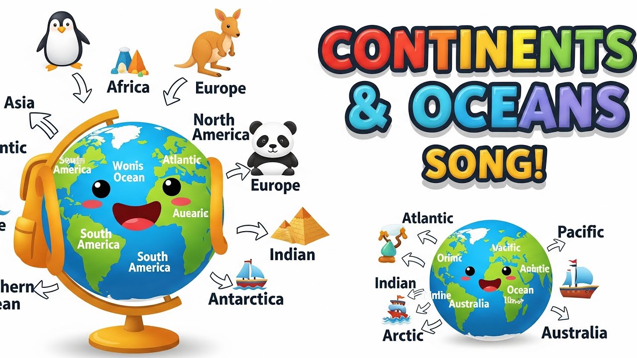 Continents and Oceans Song 🌍🌊 | A Musical Trip Around the World for ...