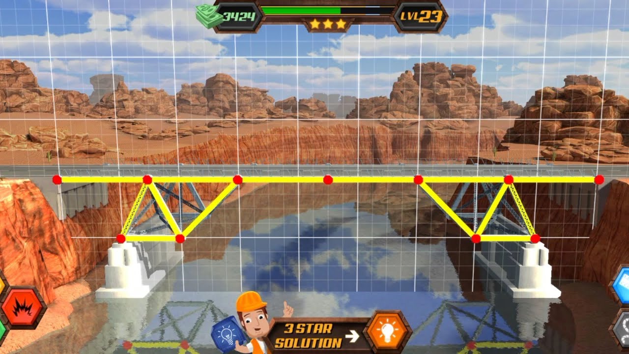 Bridge Construction Simulator - Level 23 | 3 stars - YouTube