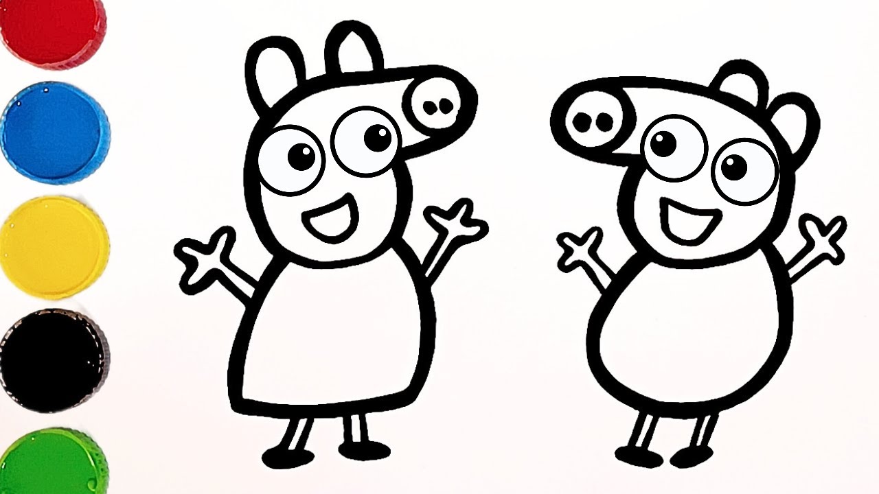 Peppa pig drawing, painting and coloring for kids. - YouTube