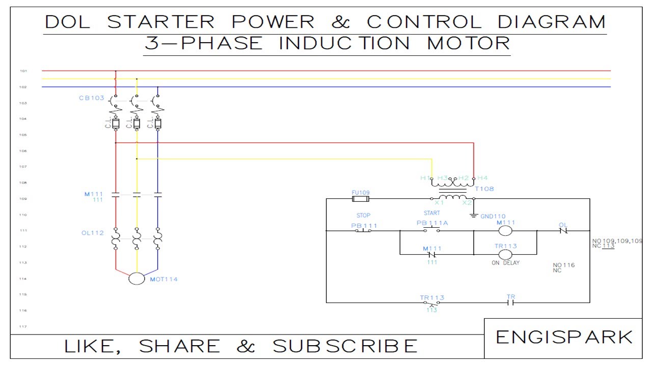 Direct On-Line (DOL) Starter Connection Diagram | AutoCAD Electrical ...