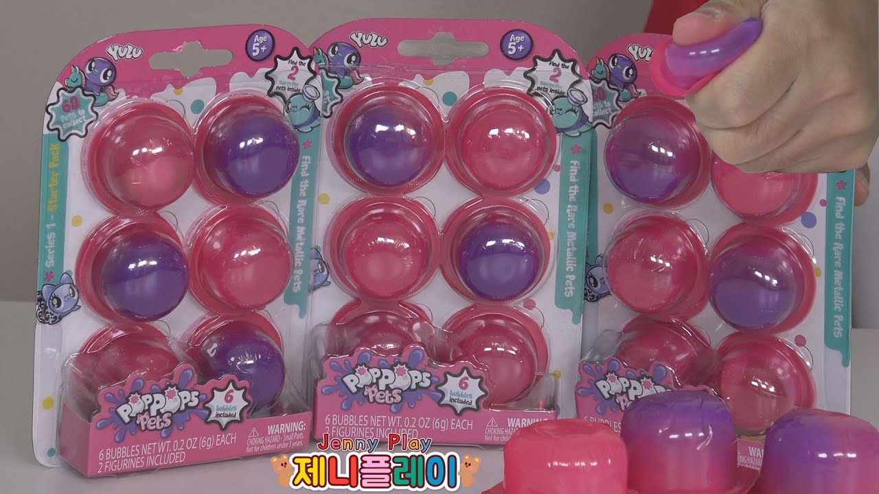 Jenny play poppops pets slime mystery pack 슬라임속 미스테리 장난감 열어보기 - YouTube