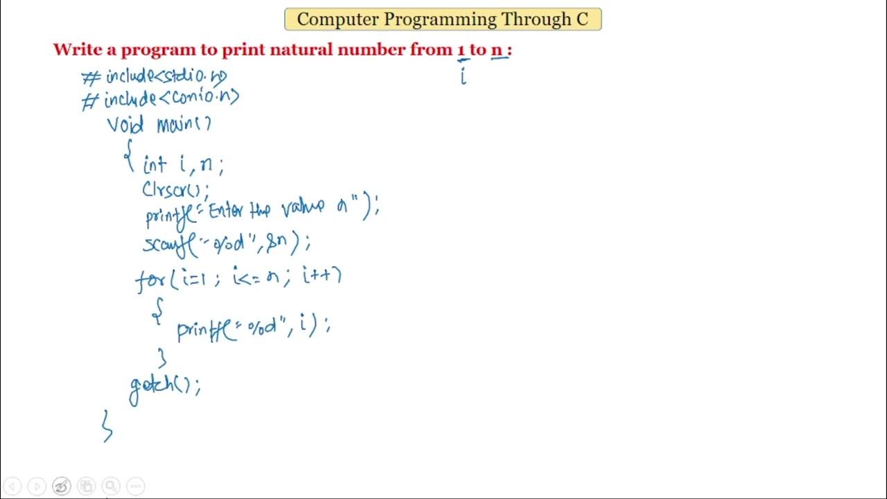 C PROGRAM TO PRINT NATURAL NUMBER FROM 1 TO N II - YouTube
