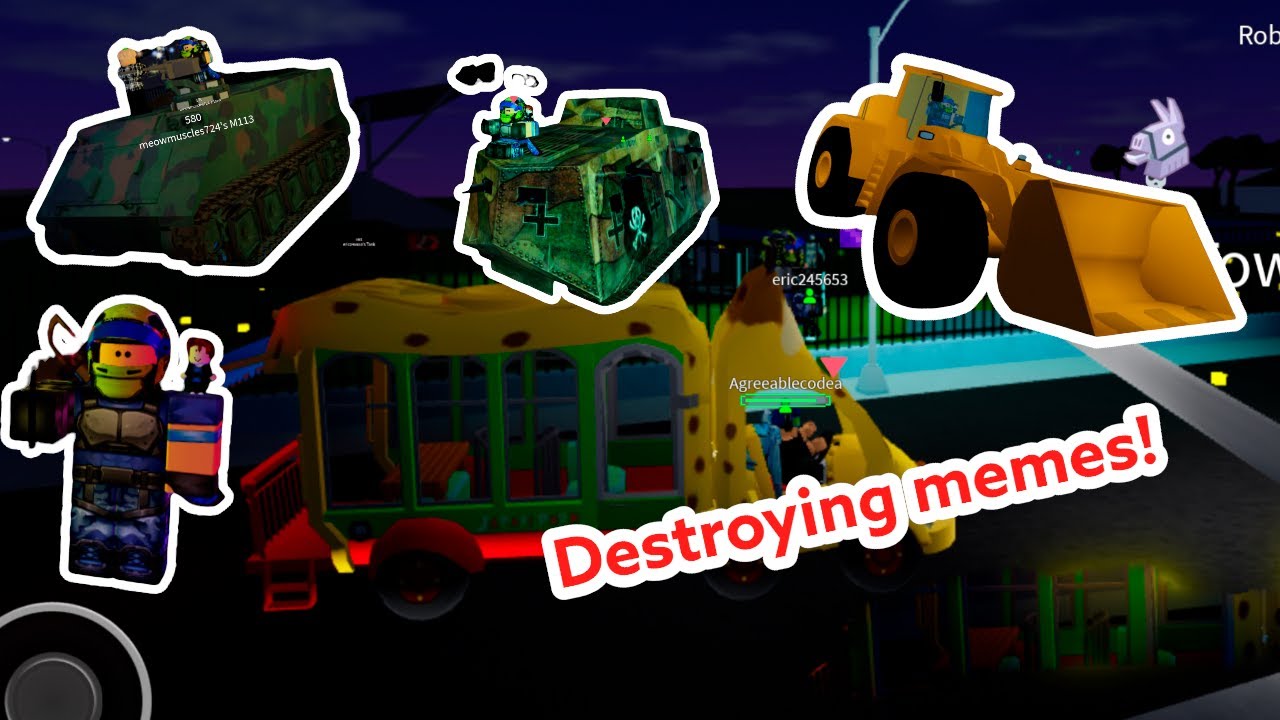 Roblox: MEME ATTACK DESTROYING ALL THE MEMES AND DRIVING TANKS - YouTube