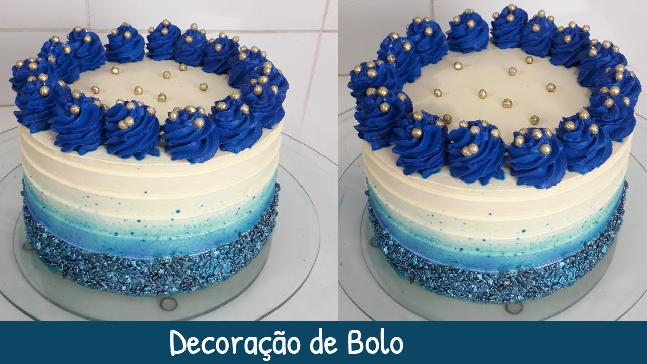 DECORAÇÃO DE BOLO AZUL ROYAL - YouTube