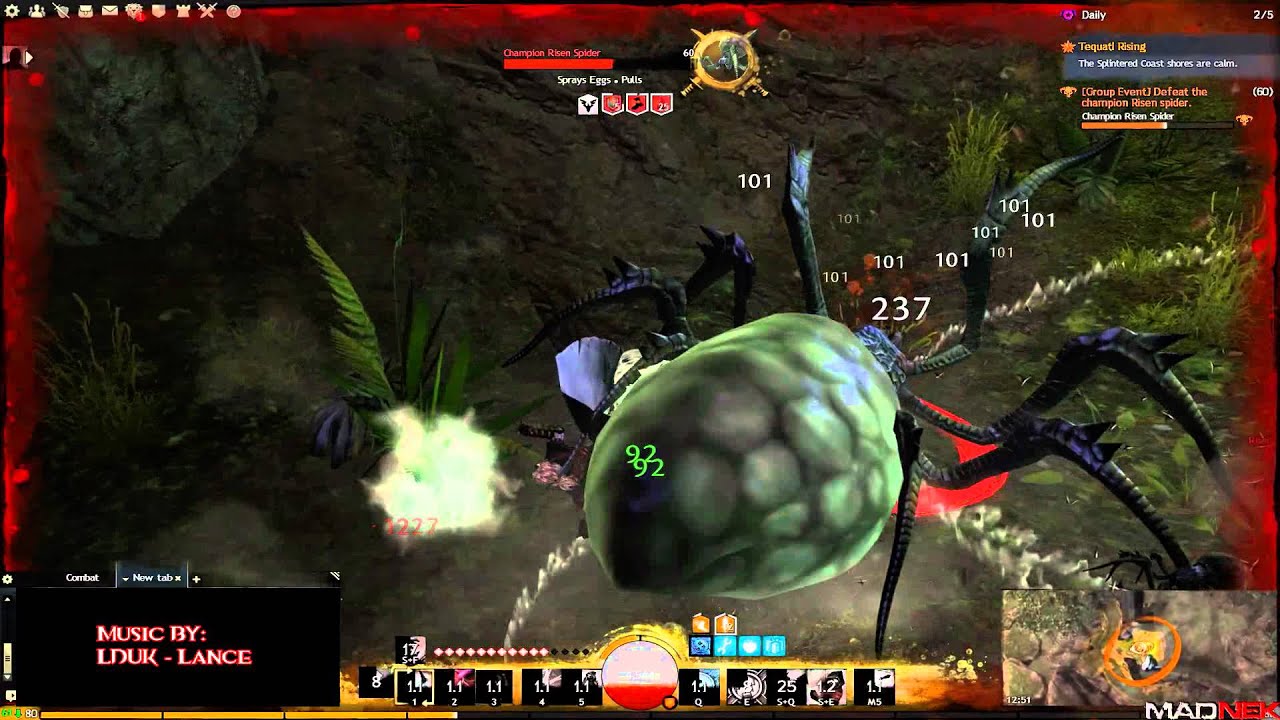 Guild Wars 2 - Condition Thief vs Champion Risen Spider solo - YouTube