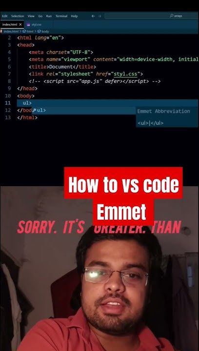 how to use Emmet in vs code #coding #frontendcourse #shorts #programming #virlashort - YouTube
