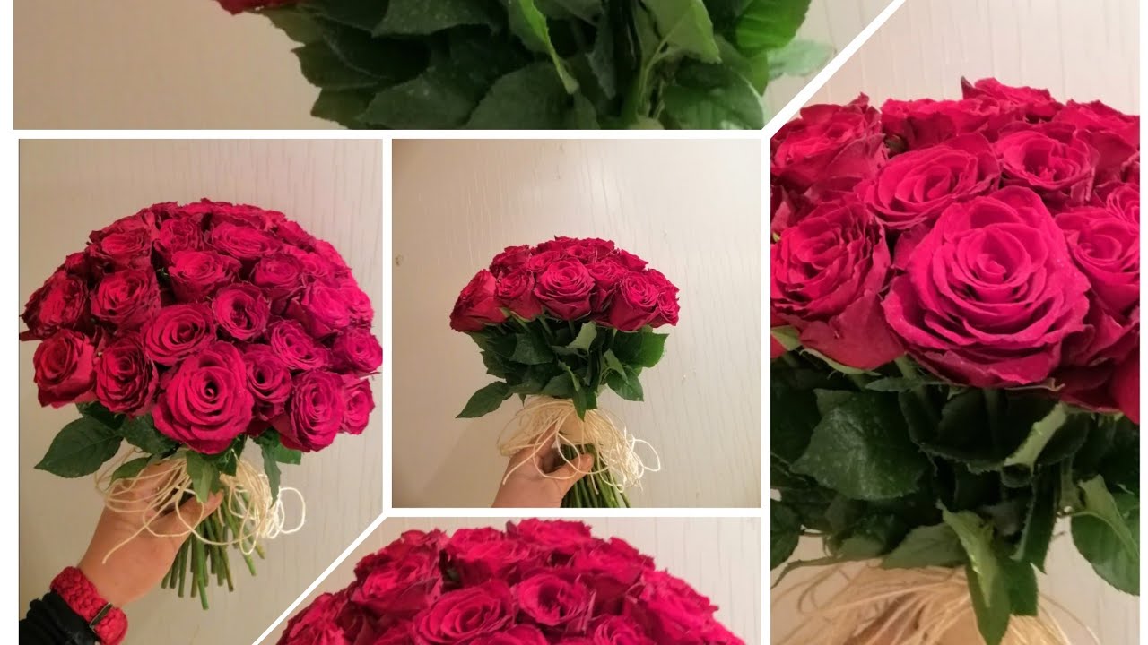 Fresh flower bouquet // red roses fresh flower bouquet.. How to make ...