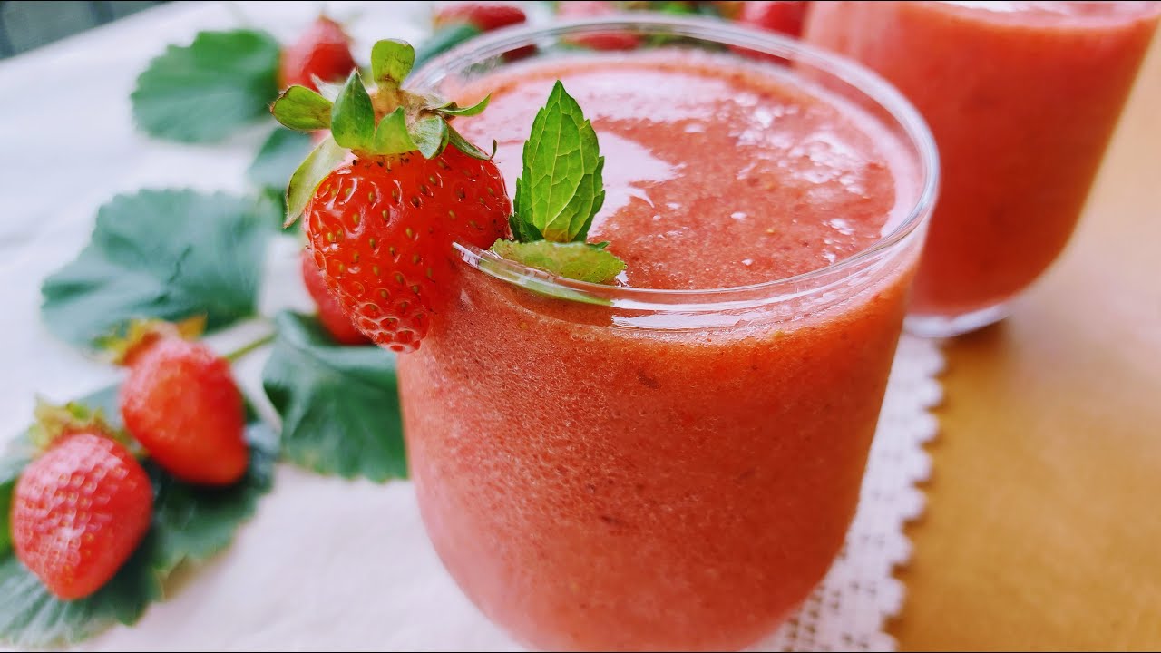 Smuti so jagodi i ushte 3 sostojki / Smoothie With Strawberry and 3 ...