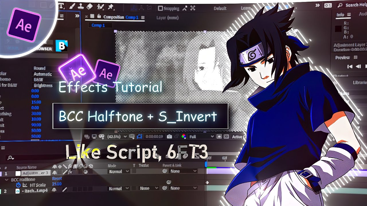 BCC Halftone + S_Invert like Script, 6ft3 in After Effects | AMV Tutorial - YouTube
