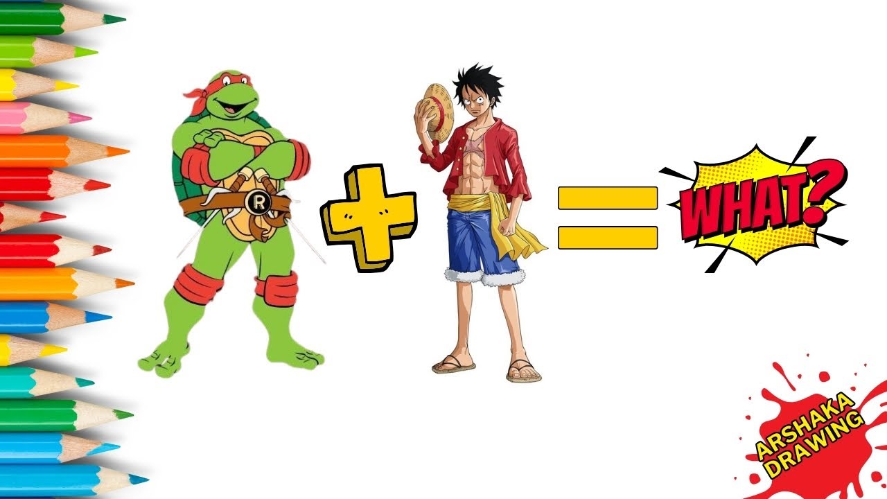 Raphael Ninja Turtle + Luffy One Piece ? How to Draw Cartoon Character ...