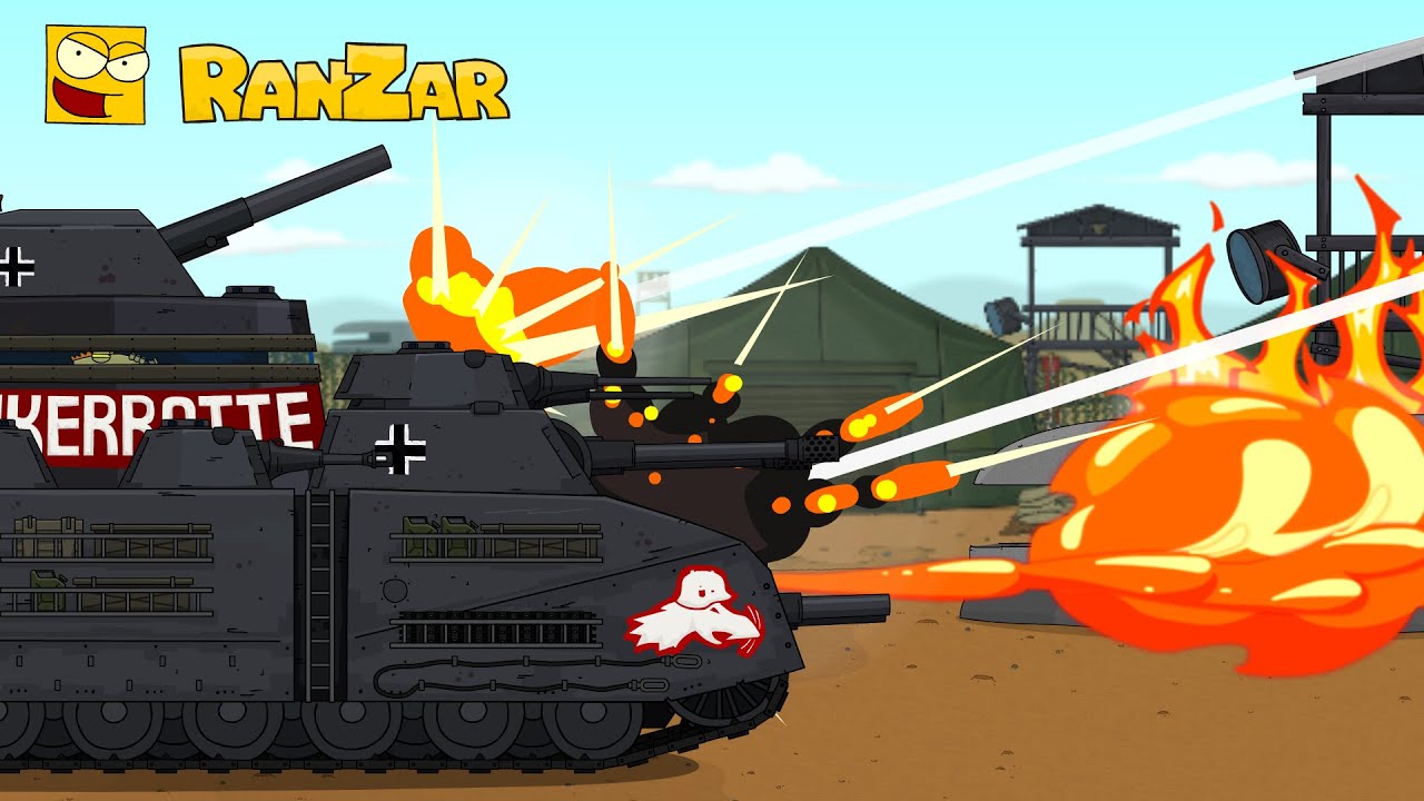 Ratte Destroys the German Base RanZar Cartoons about tanks - YouTube