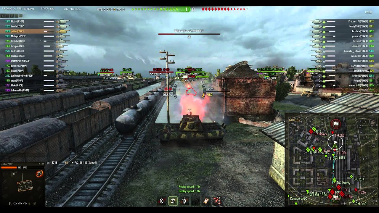World of Tanks Clan Wars E-100 close range miss - YouTube