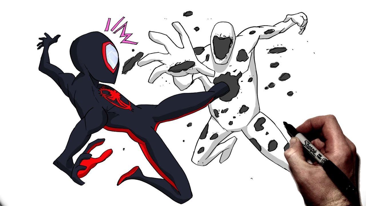 How To Draw Miles Morales Vs Spot Step By Step Across The