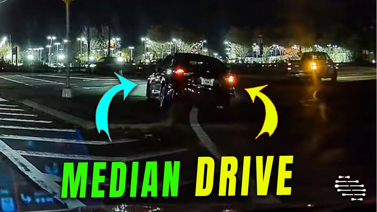 Dashcam Captures a Driver Driving over the Median - YouTube